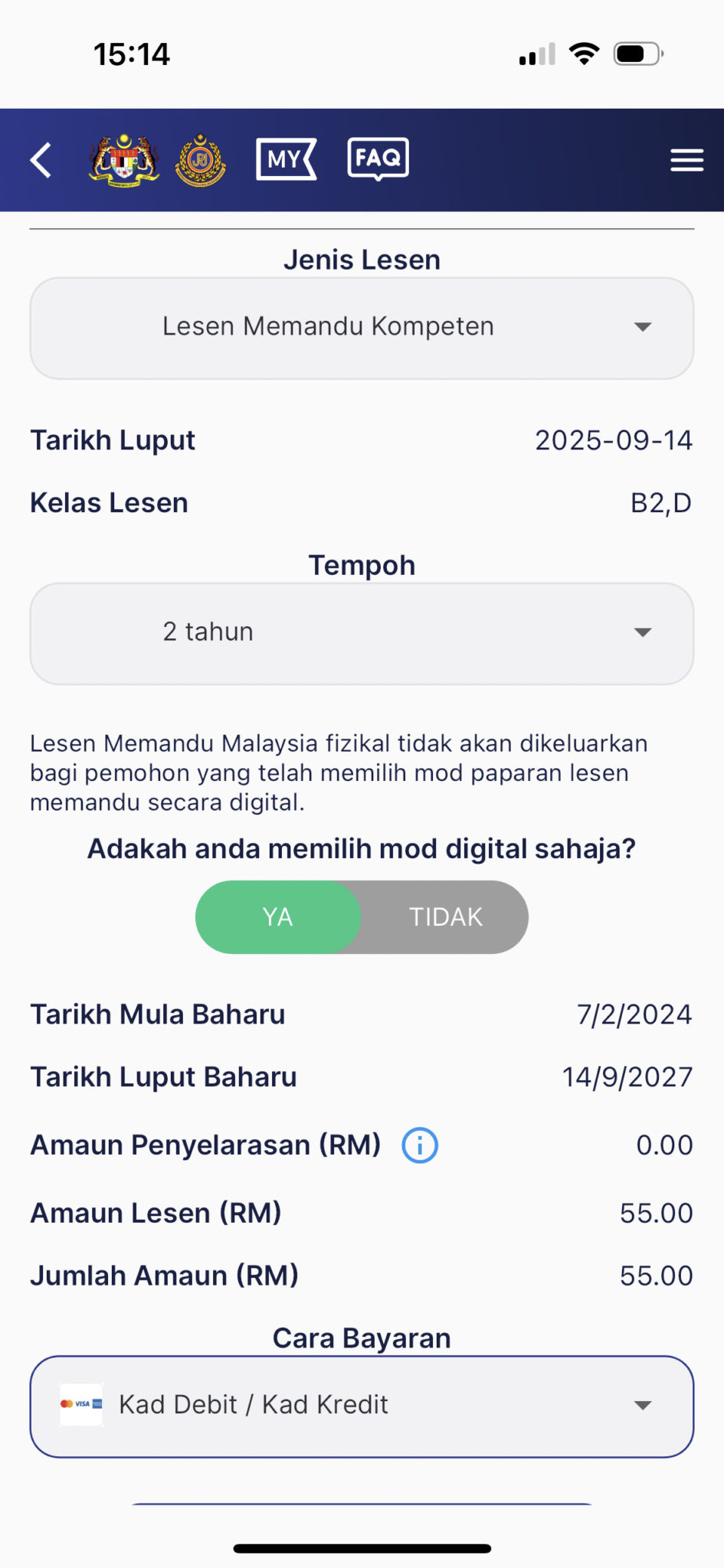 Rebat RM5 Untuk Pembaharuan Lesen Memandu Tanpa Cetakan Fizikal
